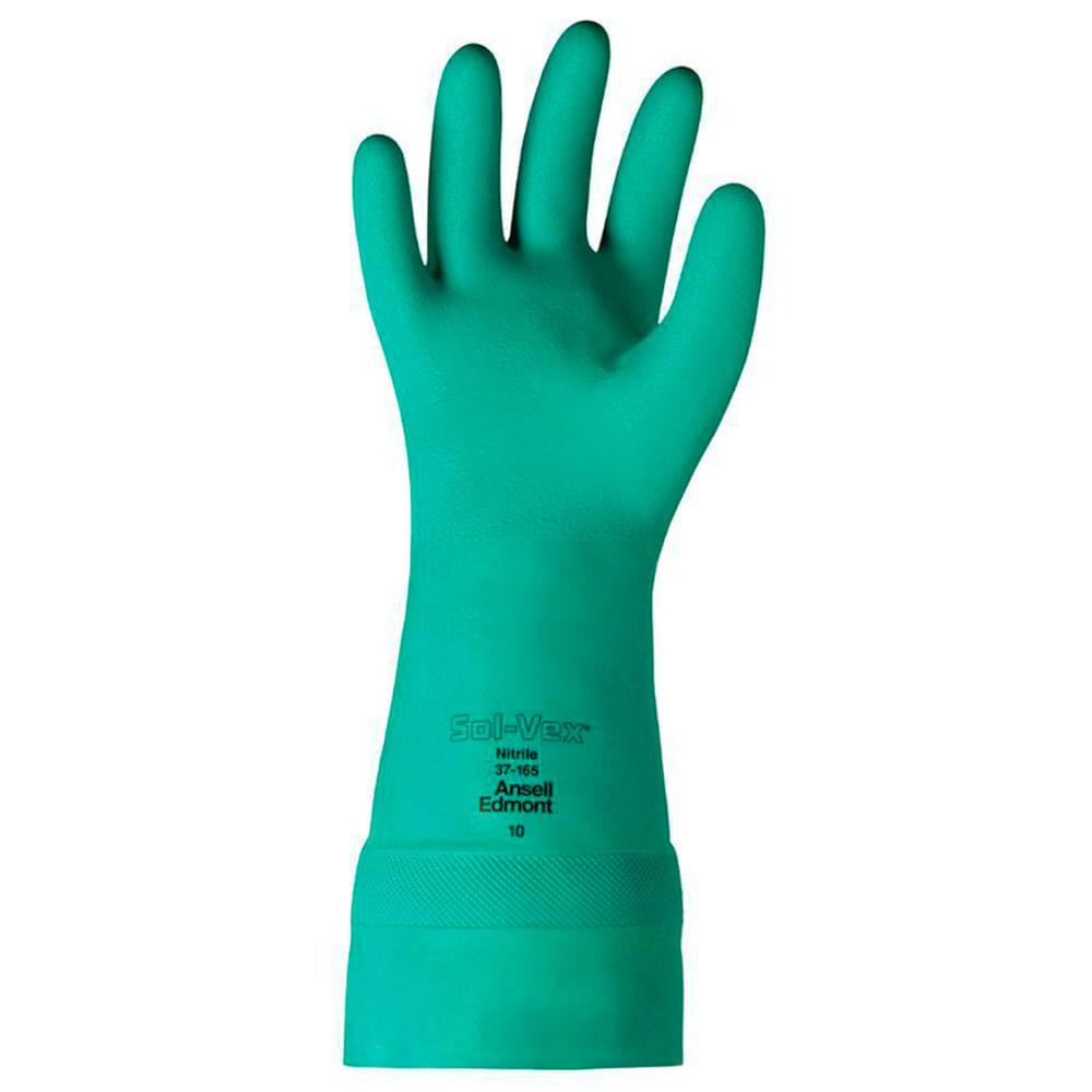 Luva Nitrilica Clorinada 38cm 0,56mm Ansell Solvex 37-165 Xxg/verde ...