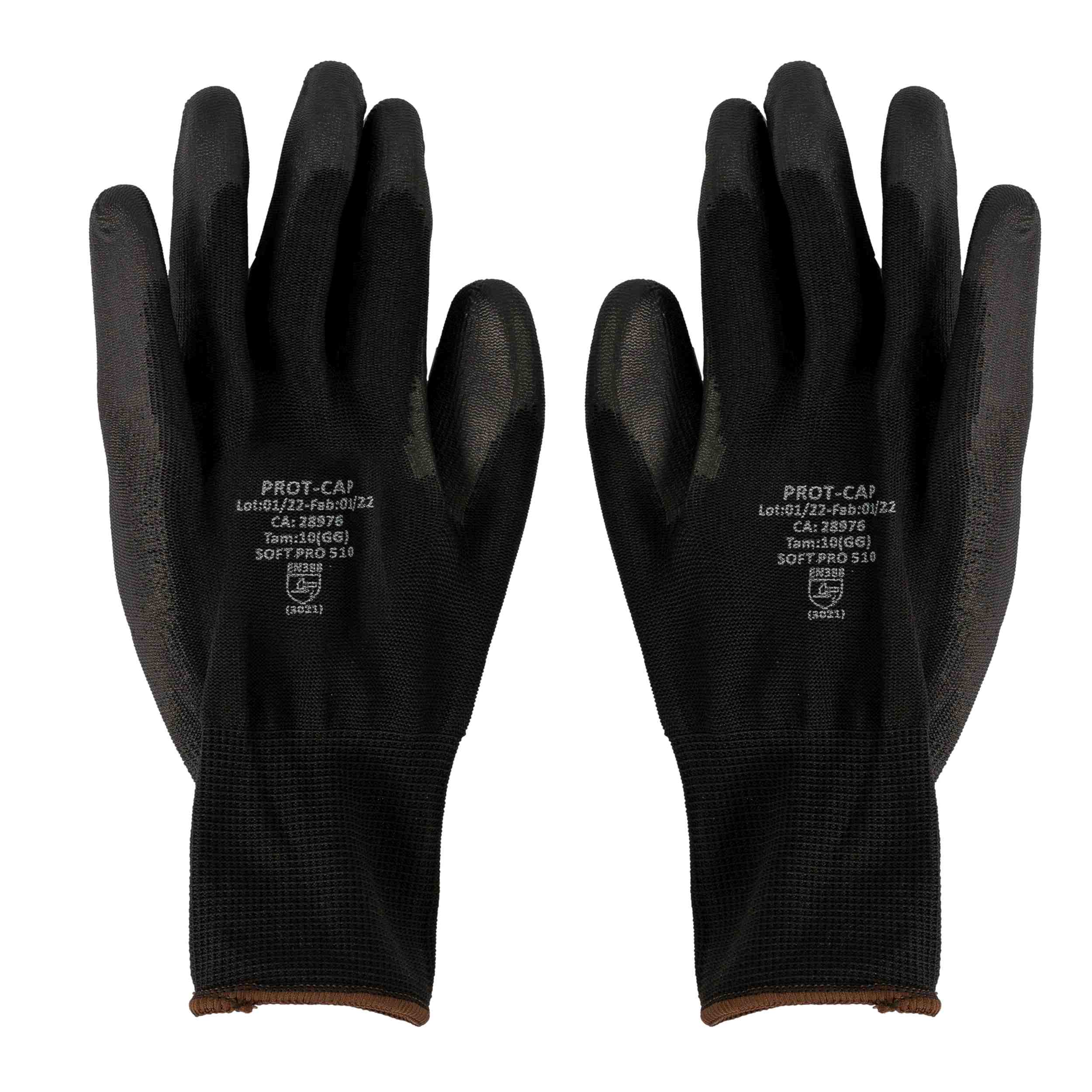 Luva de Poliamida Pro 510 Preta Soft