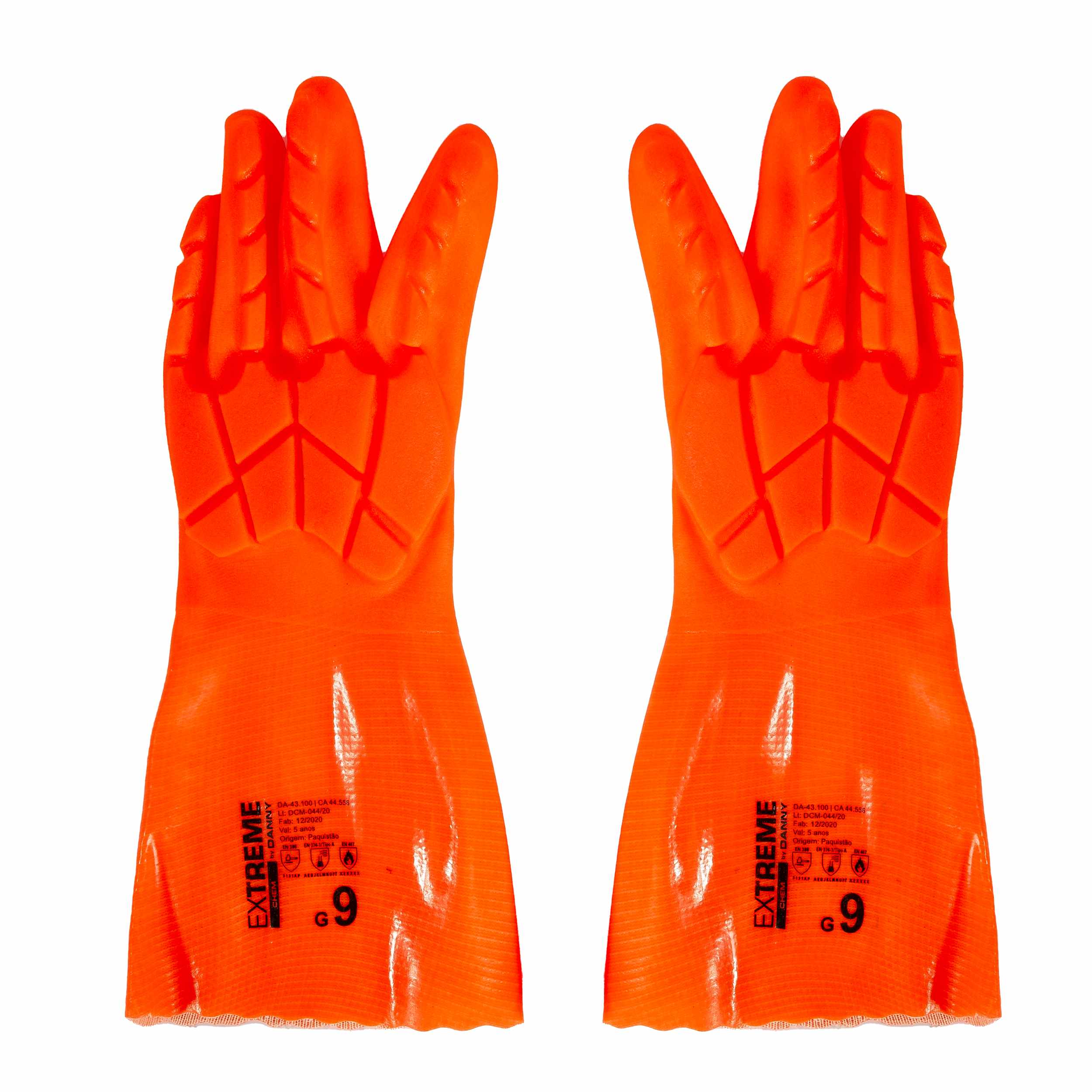 Luva Impacto Nylon Pvc Tpr Danny Extreme Chem Xg/laranja