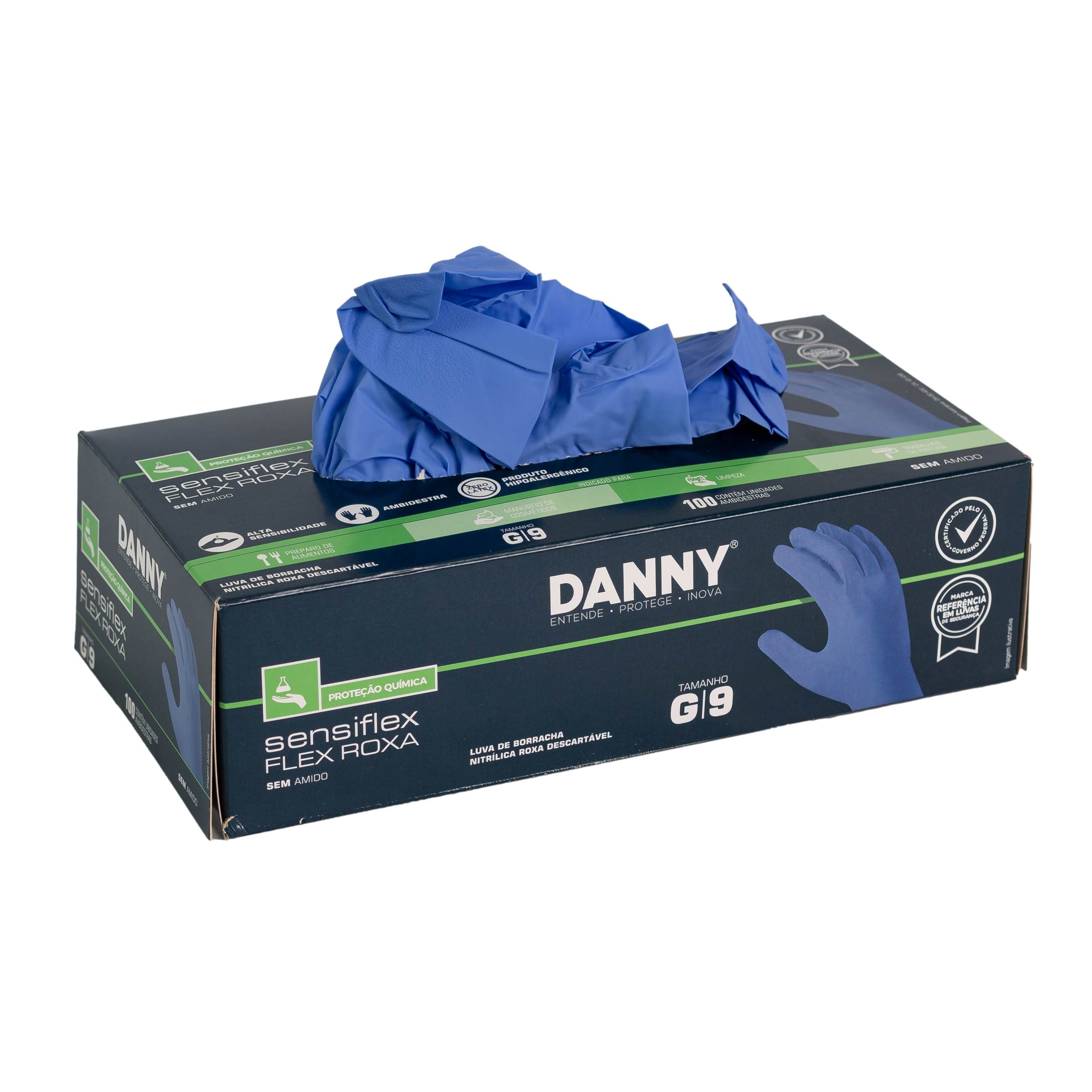Luva Desc Nitrilica Sem Po 0,10mm Danny Sensiflex Flex Xg/roxo - Net ...