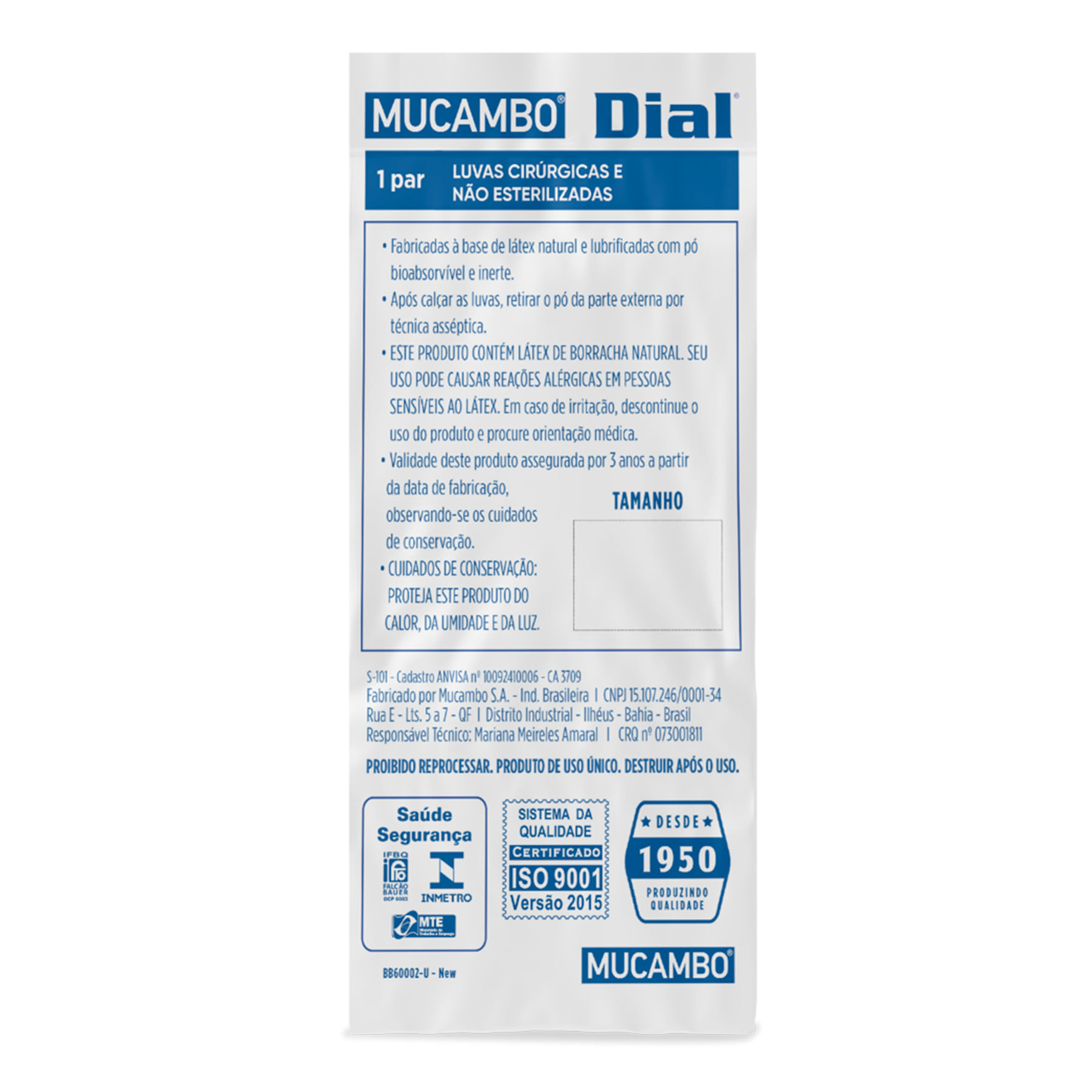 Luva de Látex Antiderrapante Dial 101 Mucambo - Net Suprimentos