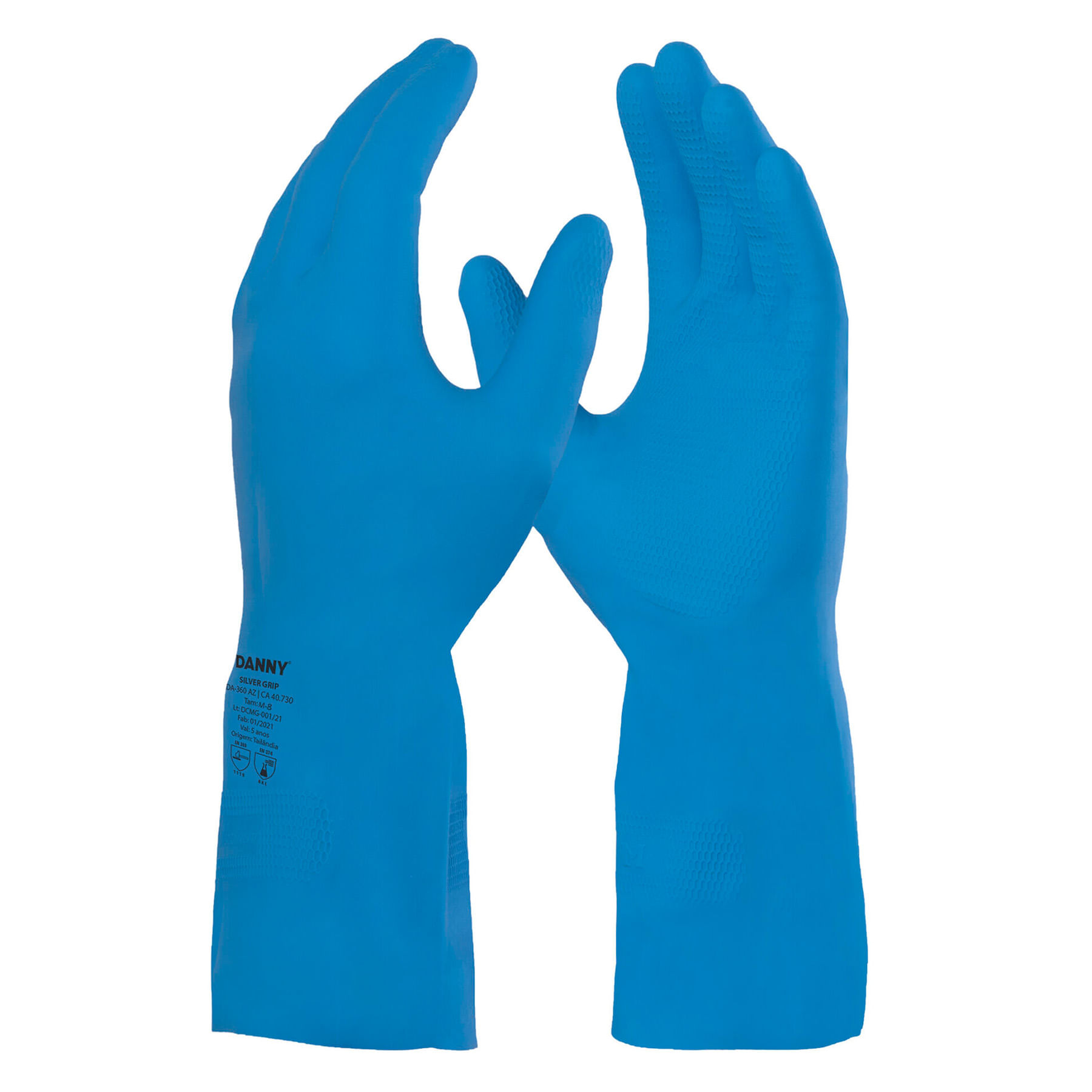 Luva Latex Silver 33cm 0,45mm Danny Silver Grip Xg/azul Royal