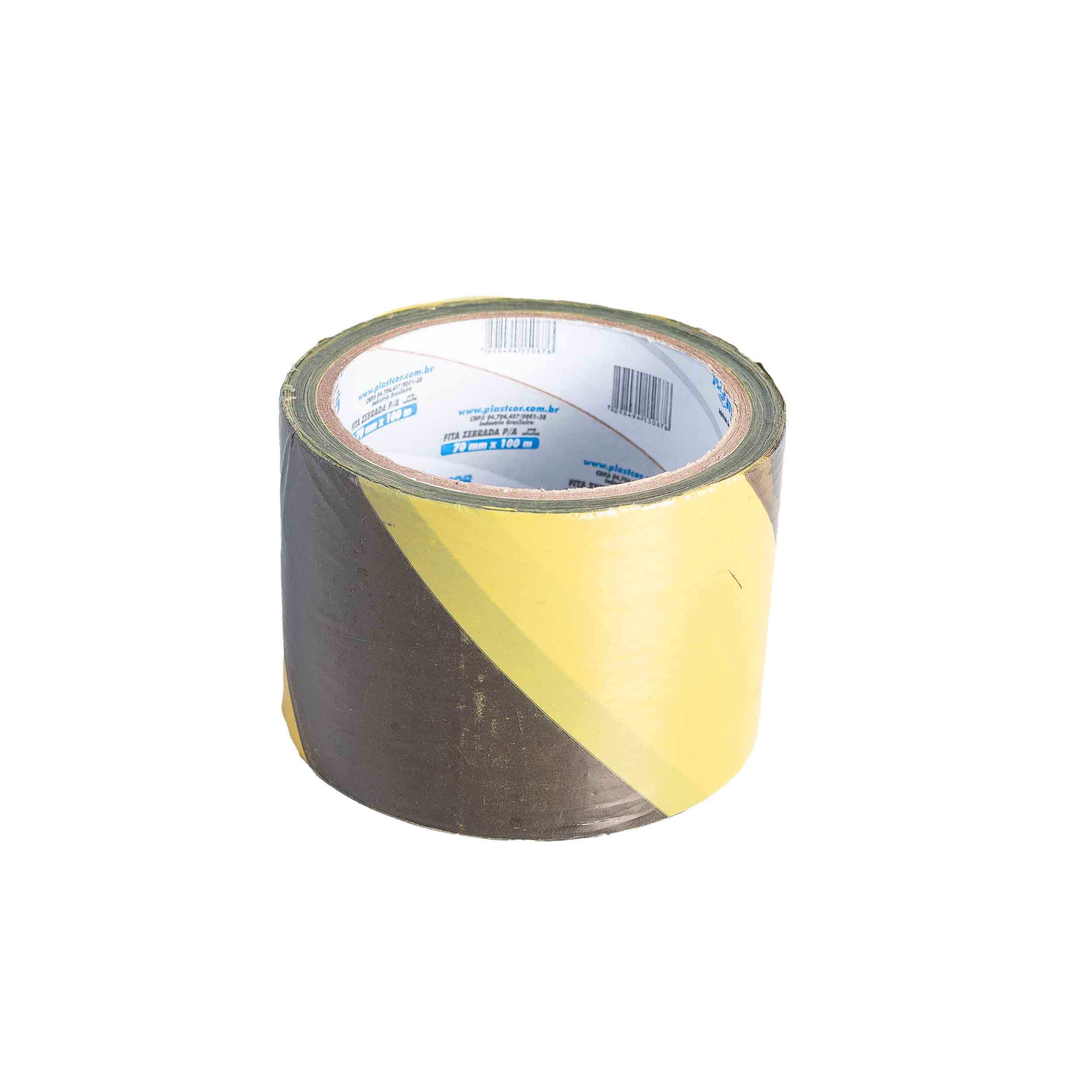 Fita Zebrada 100mx7cm Plastcor //pto/am - Net Suprimentos